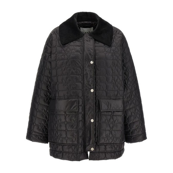 Ganni | Jackets & Coats | Ganni Black Shiny Quilt Midi Jacket Nwt ...